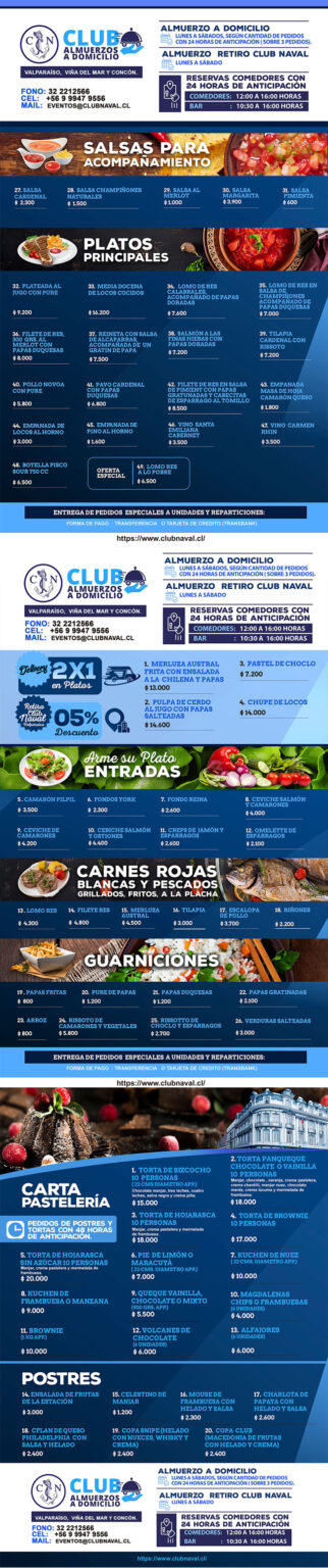 Carta Menú Verano 2021 - CN - Club Naval de Valparaíso